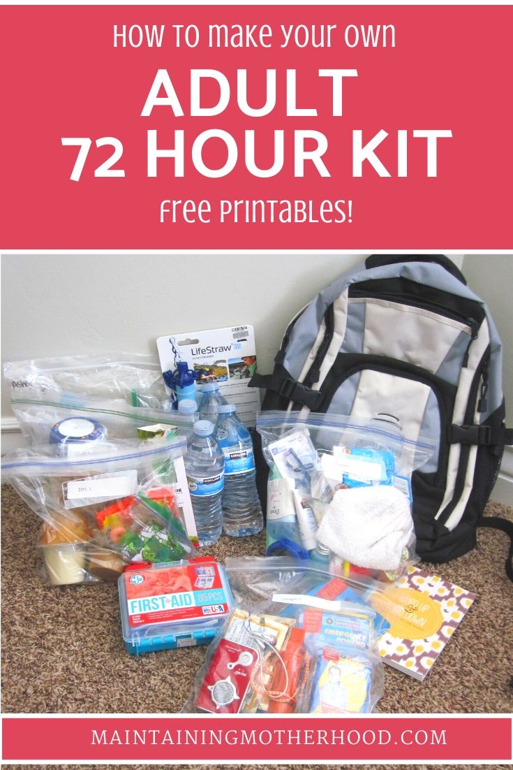 Essential DIY Adult 72 Hour Kit with Printable Checklists – Maintaining ...