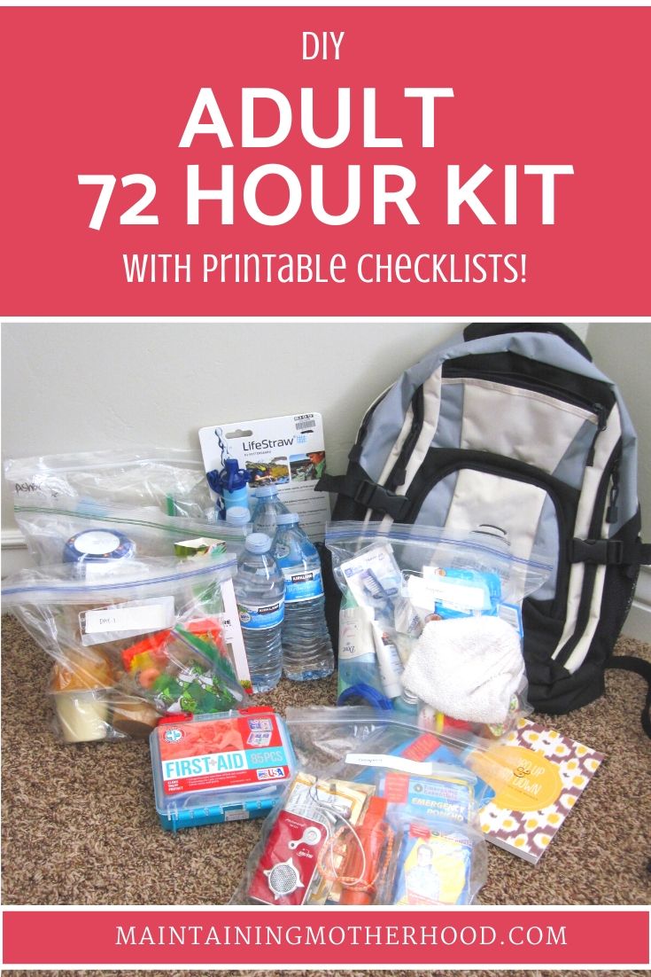 Essential DIY Adult 72 Hour Kit with Printable Checklists – Maintaining Motherhood