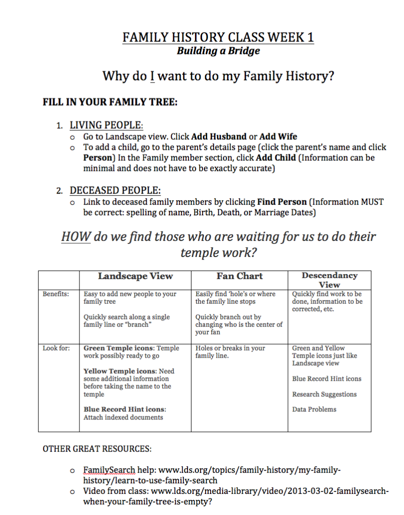 Family History Class Week 1 – Maintaining Motherhood