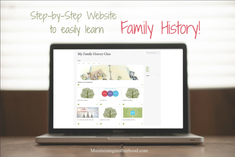 My Family History Class Website – Maintaining Motherhood