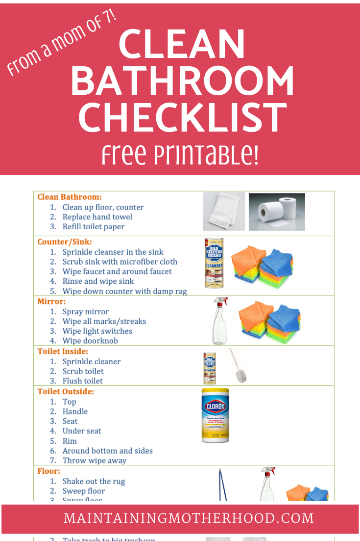 Clean Bathroom Checklist for Kids – Maintaining Motherhood
