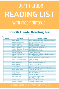 Fourth Grade Summer Reading Book List – Maintaining Motherhood